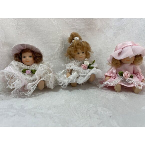 Toys | 3 Miniature Porcelain Dolls 3 Tall Exquisitely Painted Faces ...